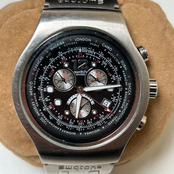 Swatch Irony Chrono Red Black Dial World Timer Chronograph Swiss Made | WatchCharts Marketplace