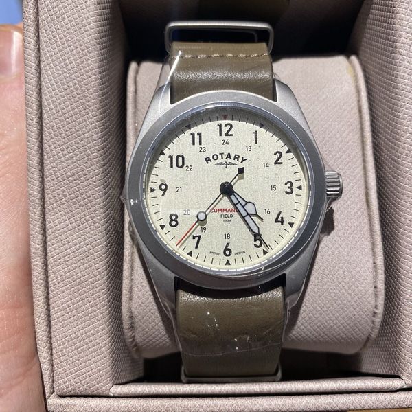 Rotary GS05535/31 Men's Steel Commando Field Watch On Leather NATO ...