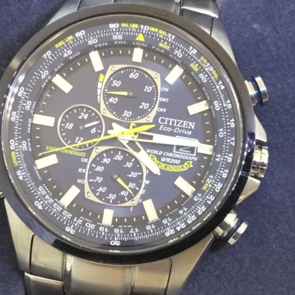 Citizen Eco-Drive Blue Angels H800-S081157 WR200 World Chrono A/T RADIO ...