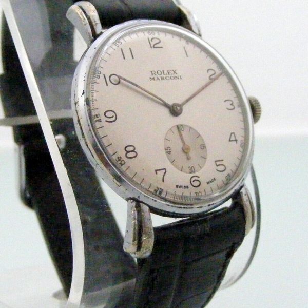 Vintage MenÂ´s Rolex Marconi watch circa 1940, chrome case steel back ...