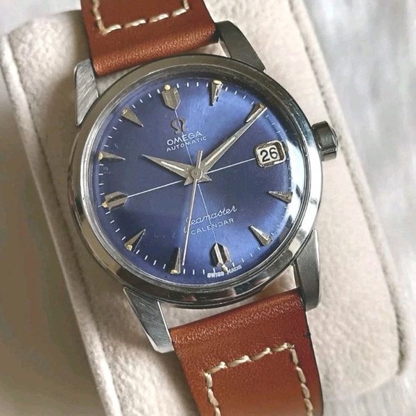 Omega Seamaster 2849 7sc Vintage Watch Blue Crosshair Dial ...