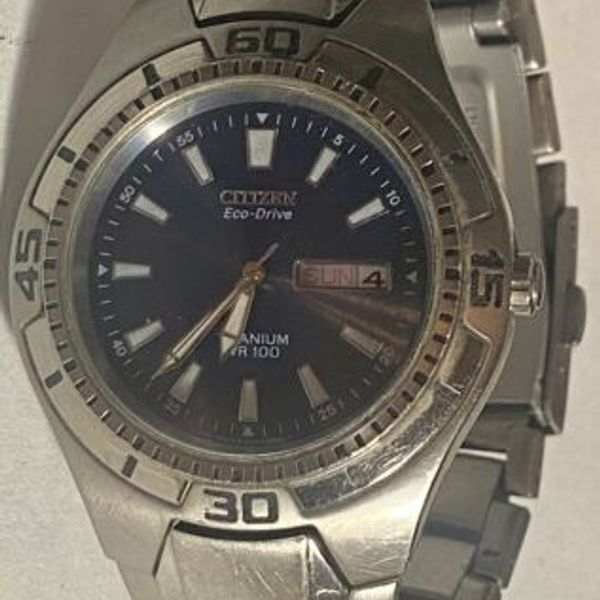 Citizen eco drive titanium mens running watch E101-K004403 | WatchCharts