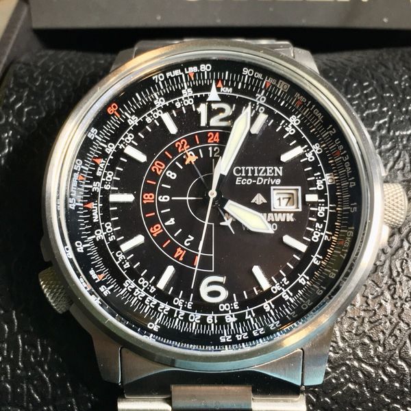 CITIZEN PROMASTER NIGHTHAWK AIR PILOT GMT SLIDE RULE COMPRESSION ECO ...