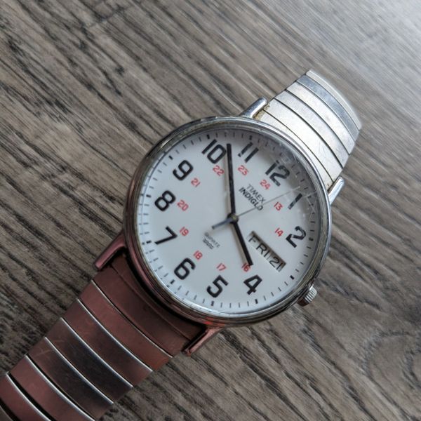 Timex INDIGLO Men's Watch Adjustable Band Silver White Tone PROJECT | WatchCharts Marketplace