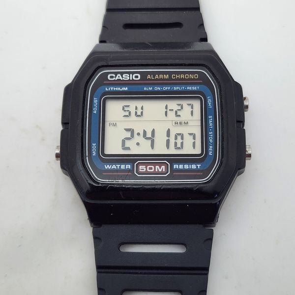 VINTAGE CASIO W-71 ALARM CHRONOGRAPH LITHIUM BLACK MEN'S WATCH WR 50M ...