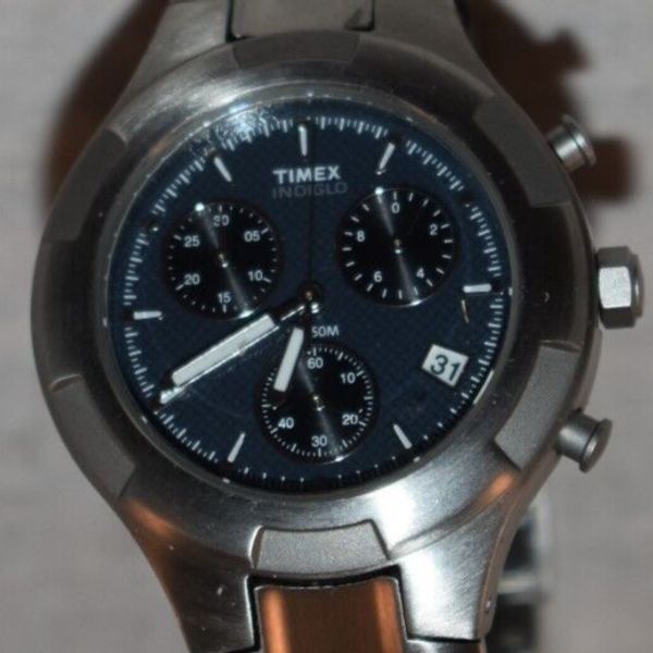 Timex Indiglo CR 2016 Cell KK Men's Stainless Steel Watch | WatchCharts ...