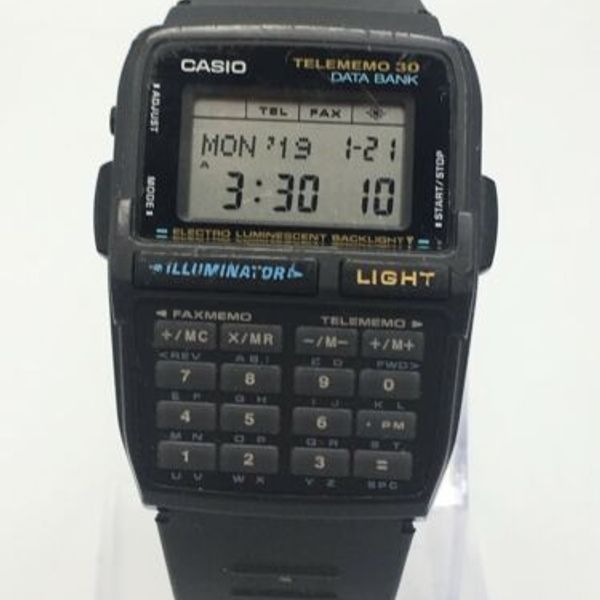 Vintage Casio Telememo 30 Data Bank Grey Calculator Watch DBC-30 1253 ...