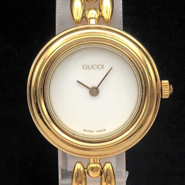 [Excellent] Auth GUCCI Change Bezel Watch 1200 Quartz Gold Vintage ...