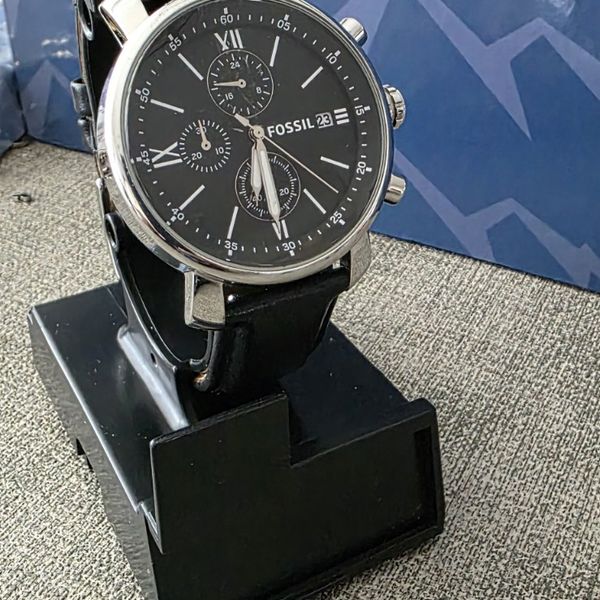 FOSSIL BQ1006 CHRONOGRAPH BLACK LEATHER BAND MEN'S WATCH. NEW BATTERY ...