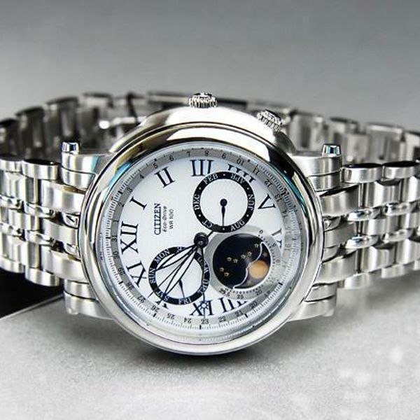 Citizen Eco-Drive AP1011-58A Moon-phase Stainless Steel 42mm Men's ...