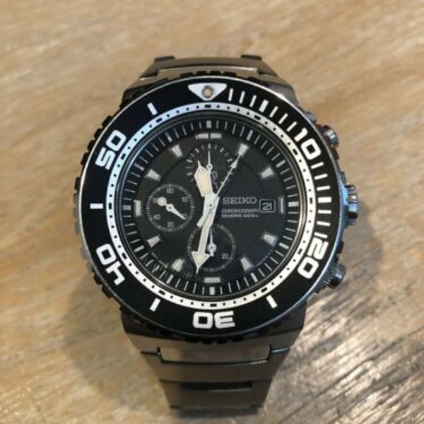 Seiko SNDA13P1 Case Caesar Black Dial Chronograph Divers 200m ...