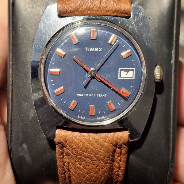 Timex Sprite 1974 Blue Dial Mens Vintage 1970s Mechanical Handwind ...