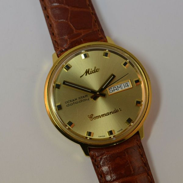 Mido Commander Ocean Star Ref. 8419 Automatic, Gold Plated, Leather ...
