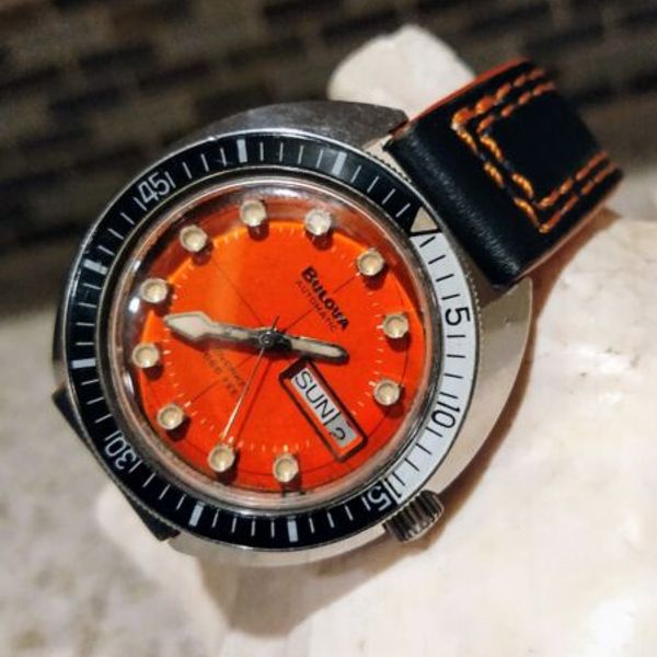 Beautiful Vintage Orange Bulova 1971 (N1) Snorkel 666 Diver ...