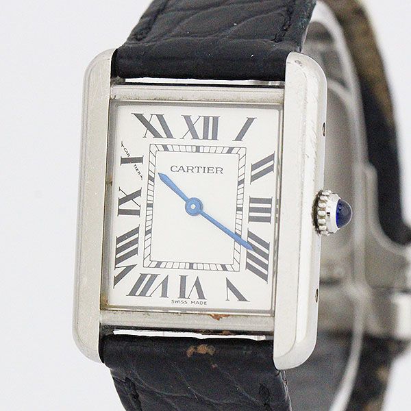 Cartier Tank Solo White Dial Leather Belt Quartz Boys [Used] Watch ...