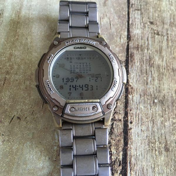 Rare CASIO Data Bank Twincept Calendar ABX-64 Stainless Steel Watch ...