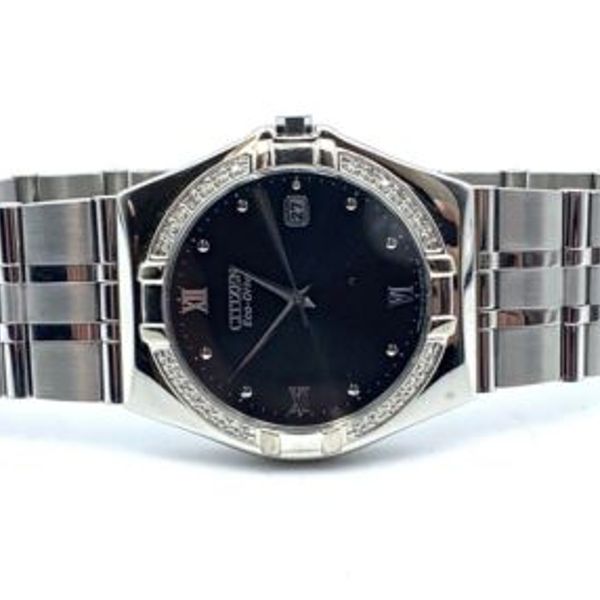 Citizen E110-S001421 Eco Drive S. Steel Solar Power Diamond Bezel Watch ...