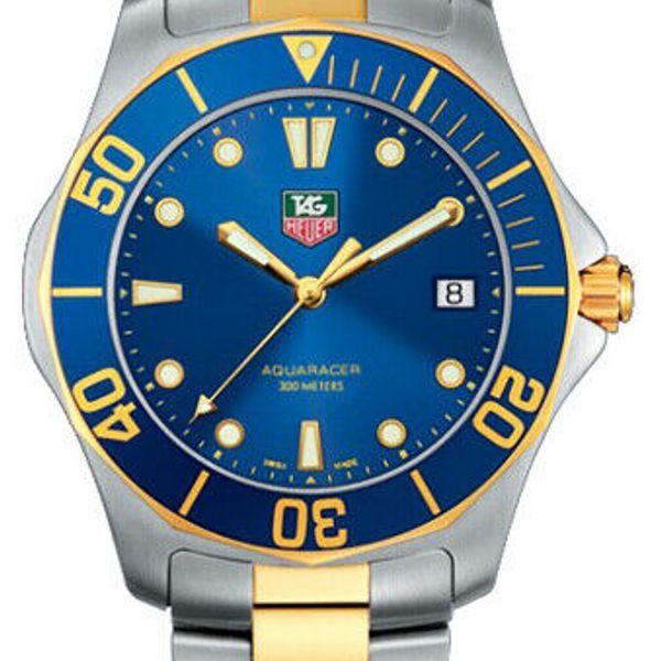 TAG HEUER AQUARACER WAB1120.BB0802 SWISS QUARTZ GOLD TONE BLUE ...