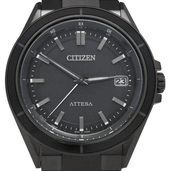 Citizen Atessa Eco Drive CB3035 radio clock quartz men's Ti black dial ...