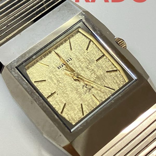 Rado Gold Square Face Quartz Watch - Stainless Steel Band - Used ...