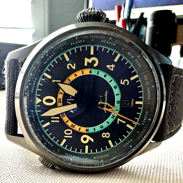 AVI-8 Automatic Pilot Watch "Flyboy Wingman GMT" Tropical Grey" 41mm ...