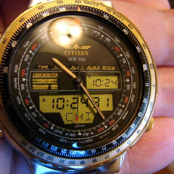 CITIZEN WINGMAN CO80 PROMASTER WORLDTIME AVIATOR CHRONOGRAPH GN-4-S ...