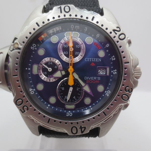 CITIZEN PROMASTER AQUALAND 3740 DIVER 200M DATE CHRONOGRAPH SS QUARTZ ...