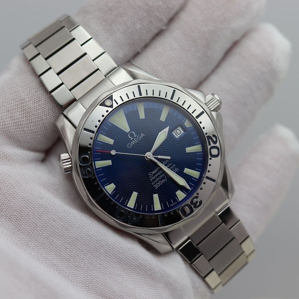 SOLD Omega Seamaster Pro SMP 2255.80 Electric Blue Wave Dial Sword Hands 41mm Full Size ...