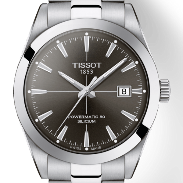 Tissot Gentleman PowerMatic 80 Silicum Gray Dial Men's Watch T127.407 ...