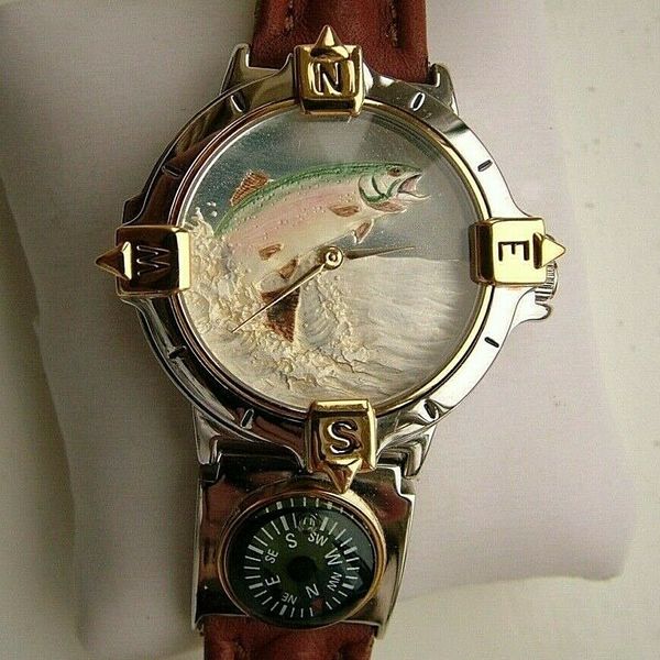 Franklin Mint Rare Authentic Trout, Compass Wrist Watch.New NT. Fab ...
