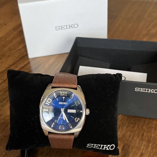 SEIKO Automatic RECRAFT Blue Dial Brown Leather Men's Watch - SNKN37 ...