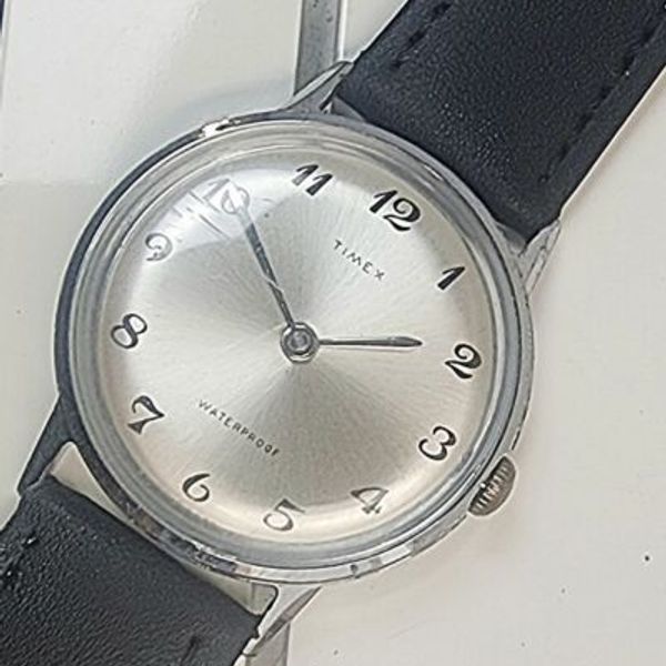 Vintage Marlin Mens 1968 Timex original 2 Hand Dress watch Silver ...