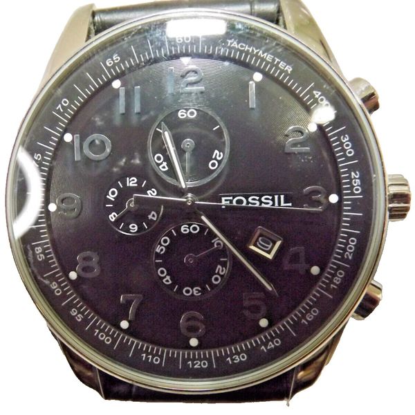 Fossil Arkitekt FS4310 Men's Black Leather Analog Dial Quartz Wrist ...