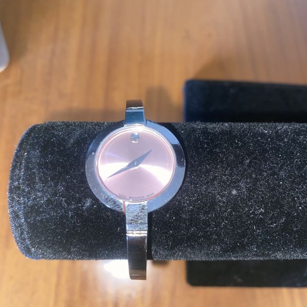 Ladies' Movado BoldÂ® Stainless Steel Bangle Watch with Pink Mother-of ...