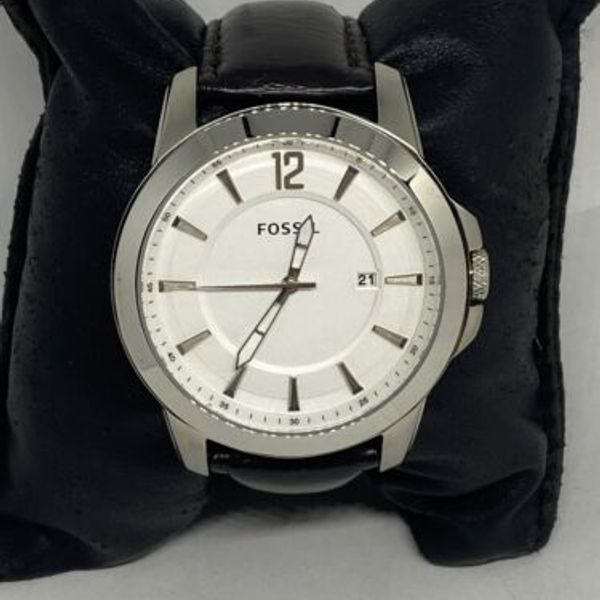 Fossil PR507 Men's Black Leather Analog Dial Quartz Genuine Wrist Watch ...