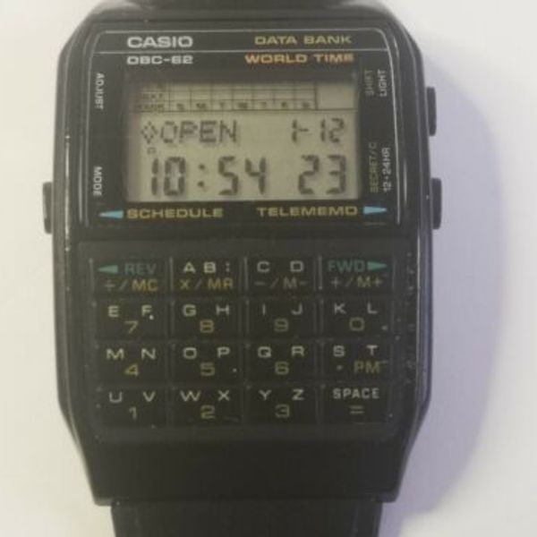 CASIO DBC-62 DATA BANK 50 CALCULATOR WATCH VINTAGE 1985 MODULE 676 in ...