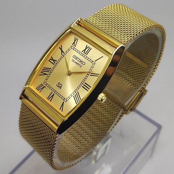 Beautiful Seiko Quartz Ultra Slim Roman Dial Gold Plated Japanese Wrist ...