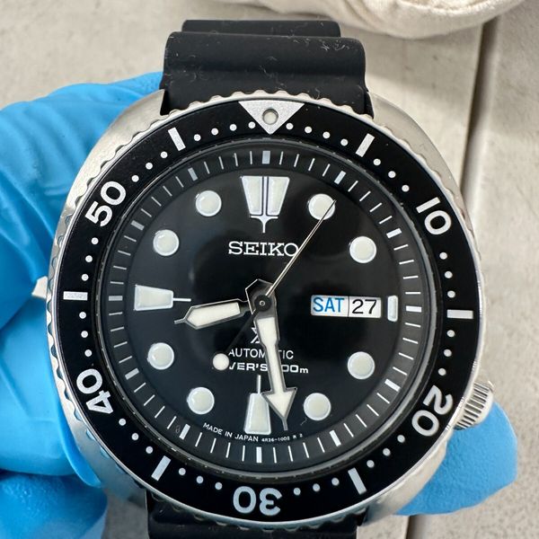 Seiko Turtle Prospex Automatic Dive Black Dial Black Silicone Men S