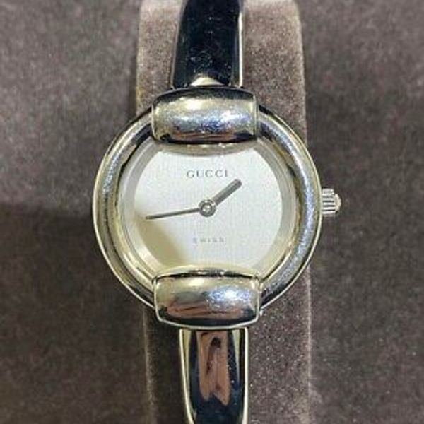 Gucci 1400L Watch Quartz Women's Silver Dial Swiss Made Round Vintage ...