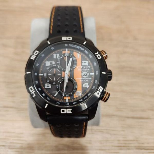 Citizen Eco-Drive Primo Chronograph Black & Orange Mens Watch + Solar ...