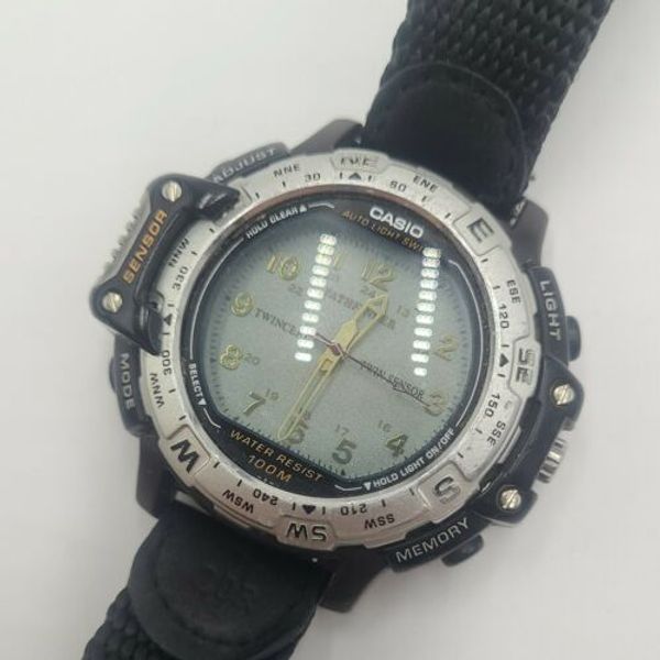 Casio Pathfinder Twincept Twin Sensor PAT-50 Solar Digital Men's Watch ...