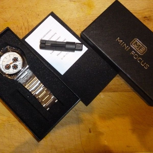 Mens Vintage Citizen Style Larger 43mm BullHead Mini Focus Chronograph ...