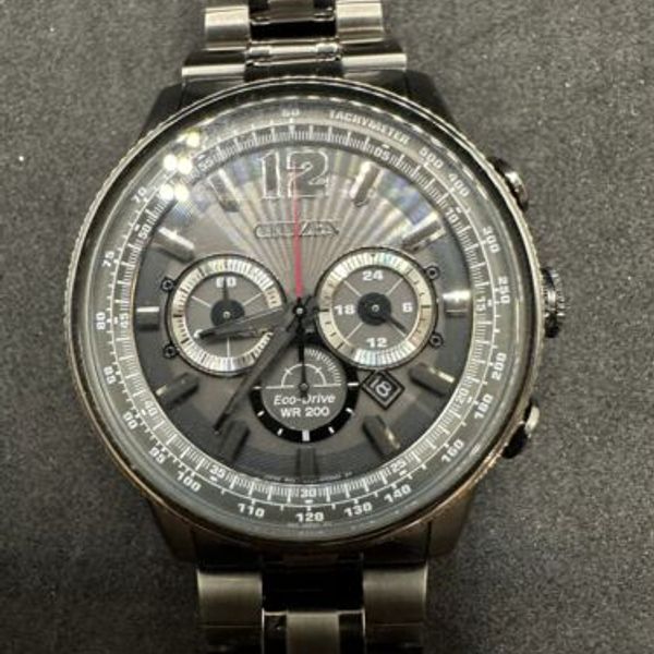 Men's Citizen Eco Drive Nighthawk Grey IP Chronograph Watch with Grey ...