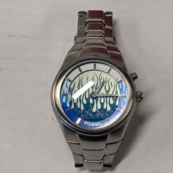 Fossil Big Tic JR-8222 Blue Flame Animated Dial 39mm Men's Watch WR50 Stainless | WatchCharts ...