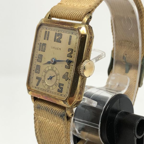 Vtg Gruen Men's Mechanical Wristwatch 819 15J Swiss Art Deco Tank RUNS ...