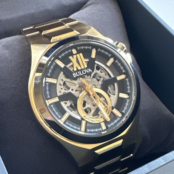 Bulova Men's Automatic Skeleton Dial Exhibition Case Back 46mm Watch ...