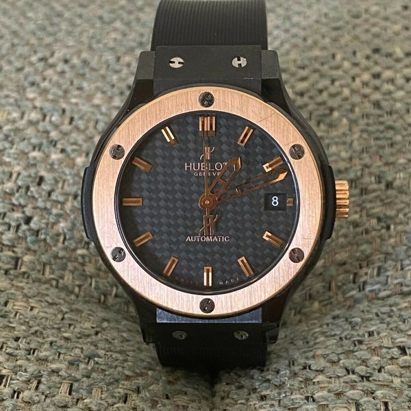 Hublot Classic Fusion 38MM Automatic Ceramic Rose Gold Rubber Carbon ...