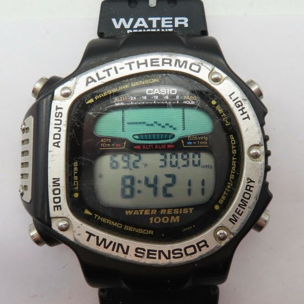 1992 Vintage CASIO ALT-6100 (950) Alti-Thermo Twin Sensor New Battery ...