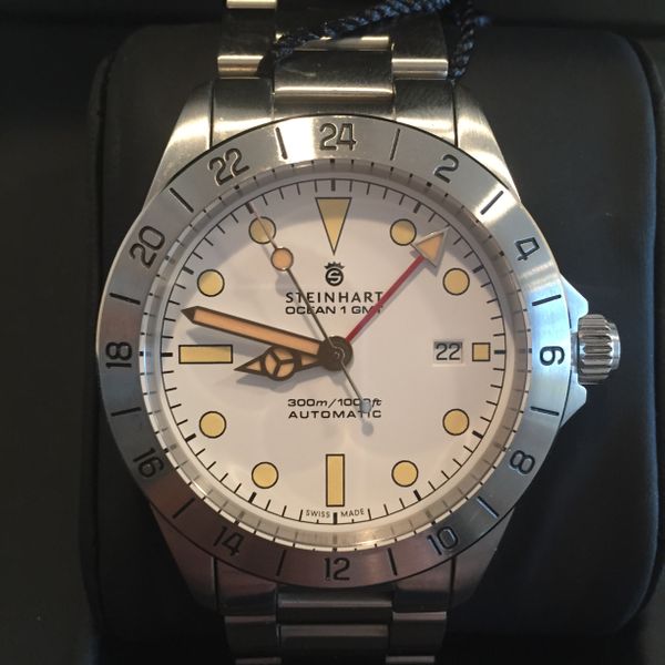 Super Rare Excellent Steinhart Aramar Ocean 1 Vintage GMT WHITE Dial ...