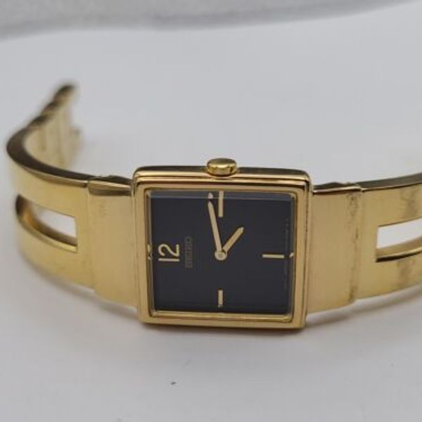 Vintage SEIKO Gold Tone Square Face Watch 1N00-6J40 WORKS GREAT New ...